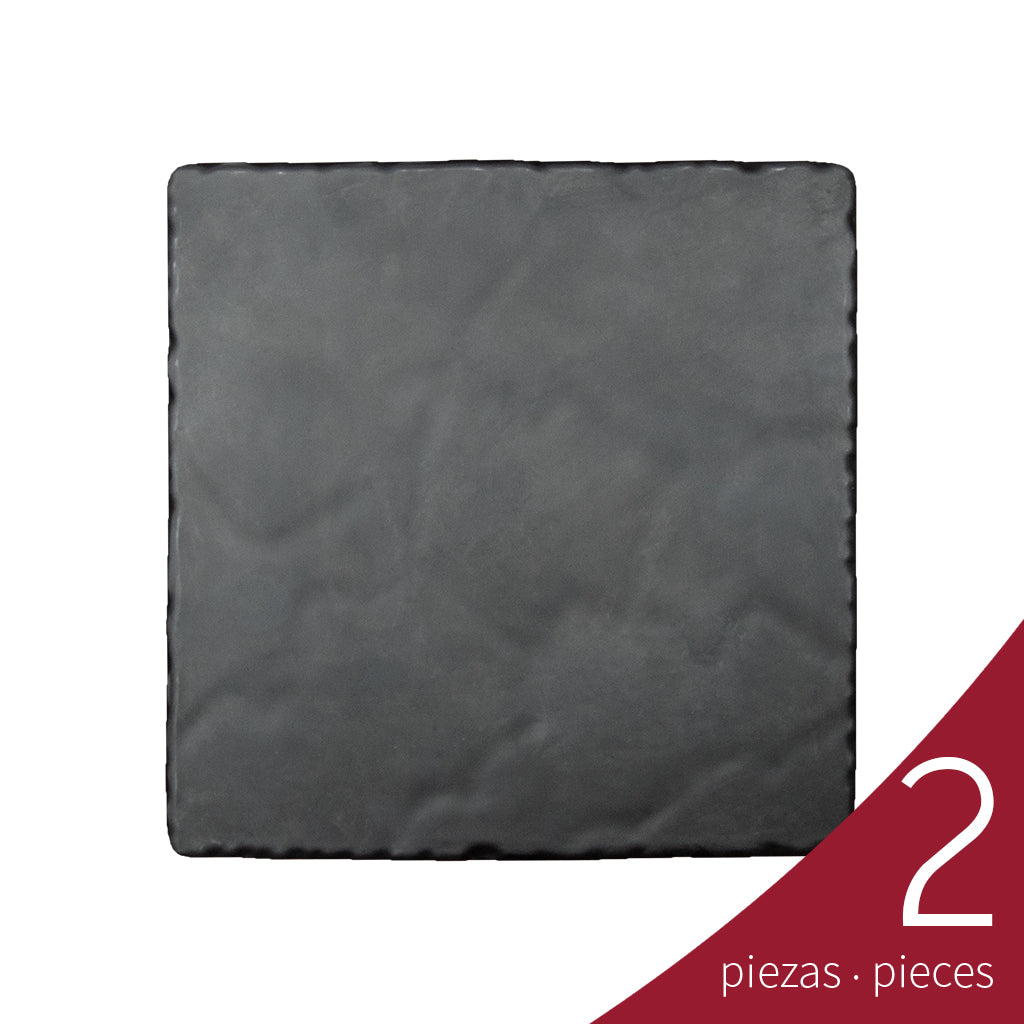 Caja de 2 piezas Platón Cuadrado Rivoli Melamina 25 x 25 cm, Negro Mat ...